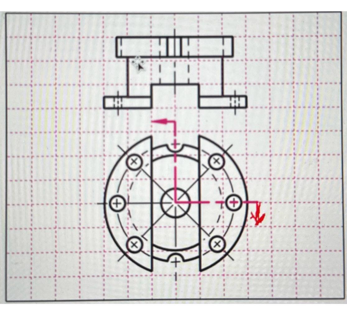 Solved Do a section view of the red cutting line | Chegg.com