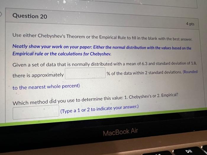 Solved Use either Chebyshev's Theorem or the Empirical Rule | Chegg.com