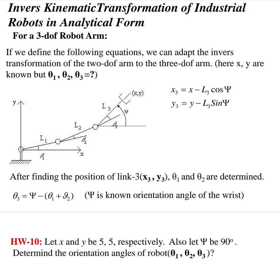 Solved Invers Kinematic Transformation of Industrial Robots | Chegg.com