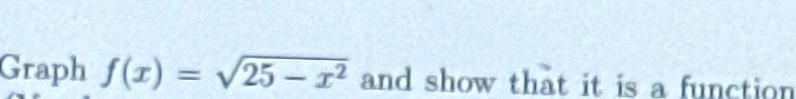 Solved Graph f(x)=25-x22 ﻿and show that it is a function | Chegg.com