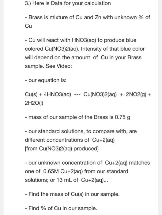 Experiment 4 Percent Copper in Brass OBJECTIVE: To | Chegg.com