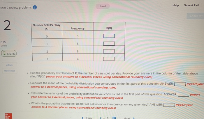 Solved Saved Help Save & Exit xam 2 review problems i 2 | Chegg.com