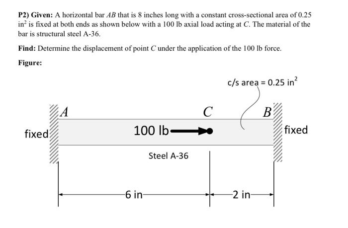 Solved P1) Given: A 0.85 m long horizontal bar ABCD made of | Chegg.com