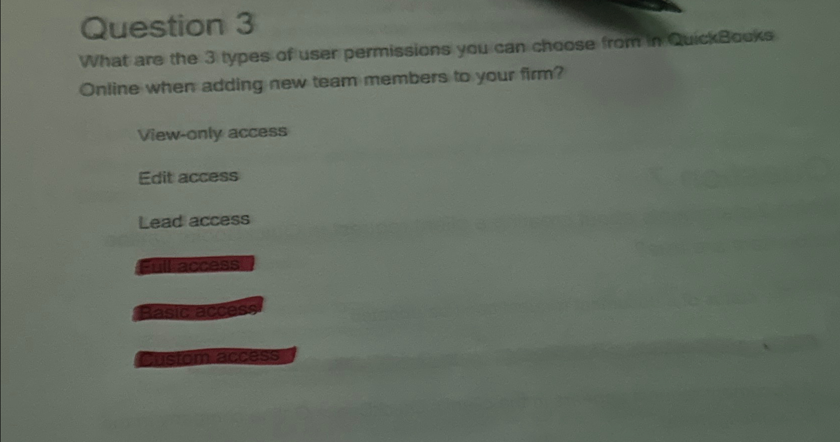Solved Question 3What are the 3 ﻿types of user permissions | Chegg.com