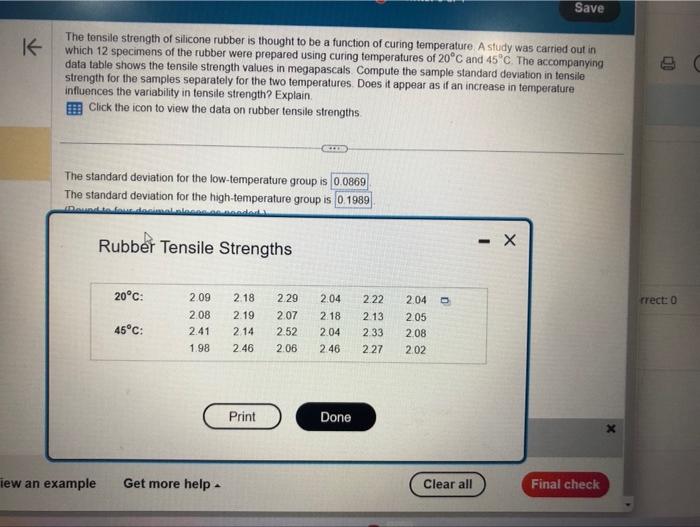 Solved The tensile strength of silicone rubber is thought to | Chegg.com