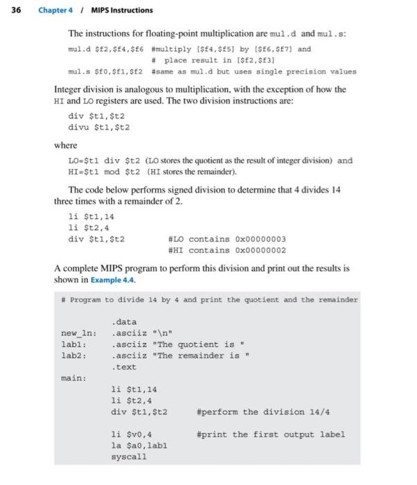Solved Modify The Mips Program In Example 44 Of The 