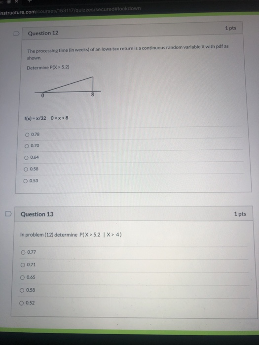 Solved instructure.com/courses/153117/quizzes/secured | Chegg.com