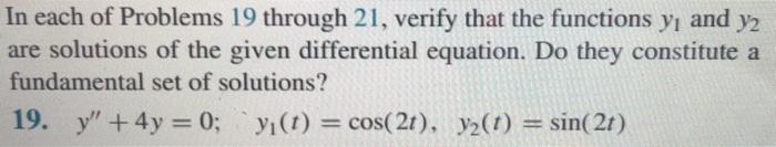 Solved In each of Problems 19 through 21, verify that the | Chegg.com