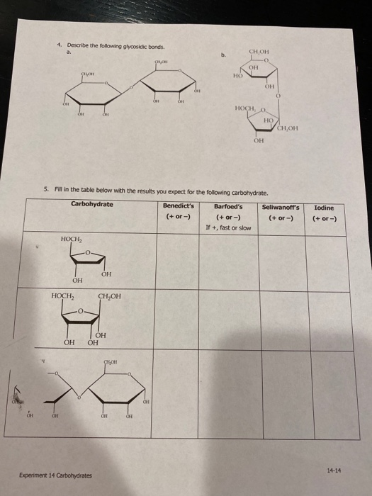Solved Name Pre-Lab Assignment for Exp 14: Carbohydrates 1. | Chegg.com