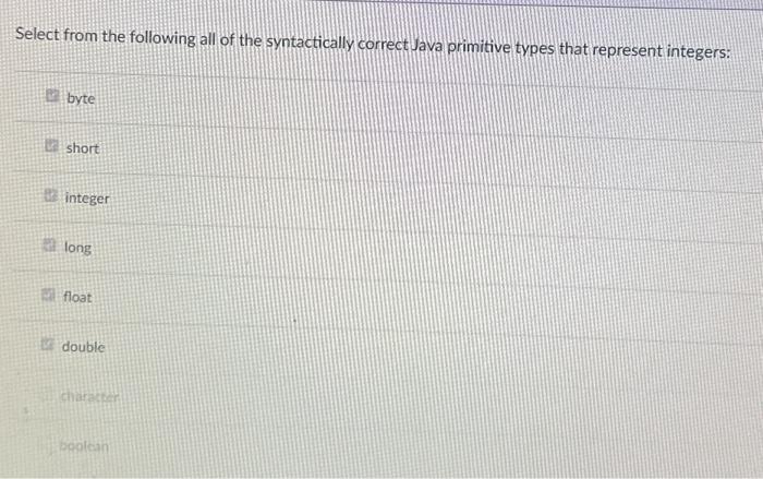 Solved Select from the following all of the syntactically | Chegg.com