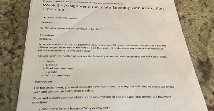 Solved Week 3 - Assignment: Calculate Speedup with | Chegg.com