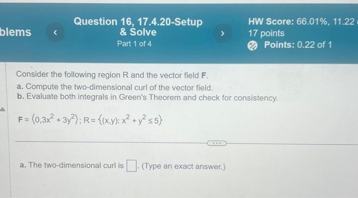 Solved Consider the following region R and the vector field | Chegg.com
