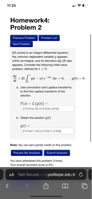 Solved (20 points) in an integro-differential equation, the | Chegg.com