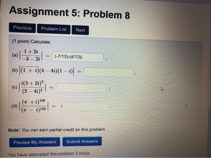 Solved Assignment 5 Problem 8 Previous Problem List Next 1