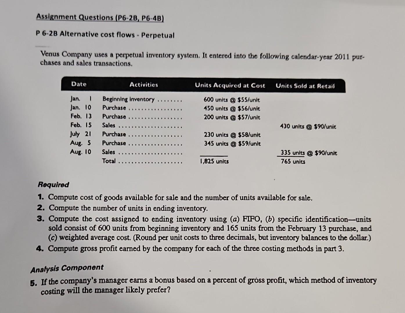 Solved Assignment Questions (P6-2B, P6-4B) P 6-2B | Chegg.com