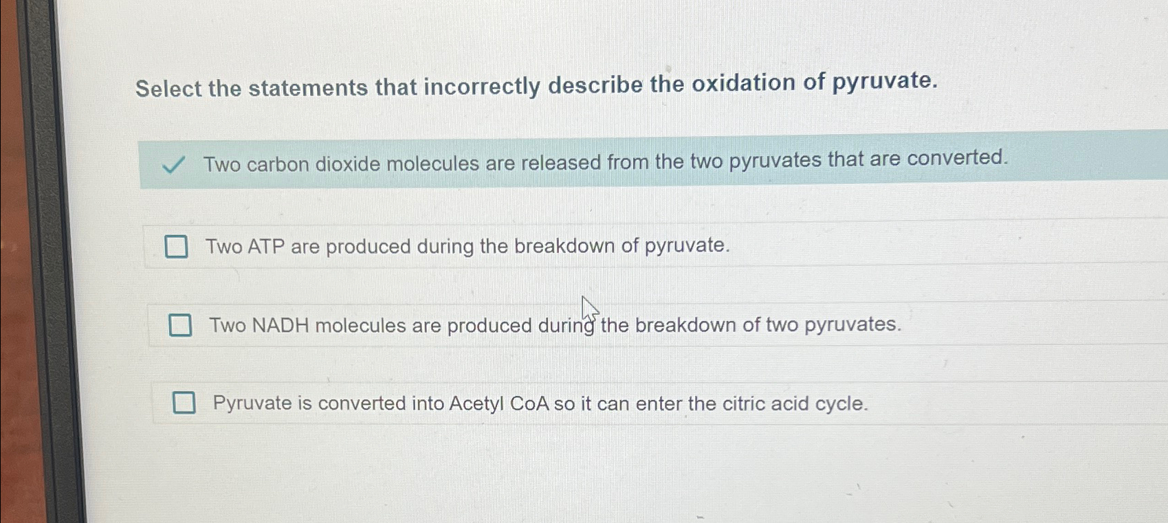 Solved Select the statements that incorrectly describe the | Chegg.com