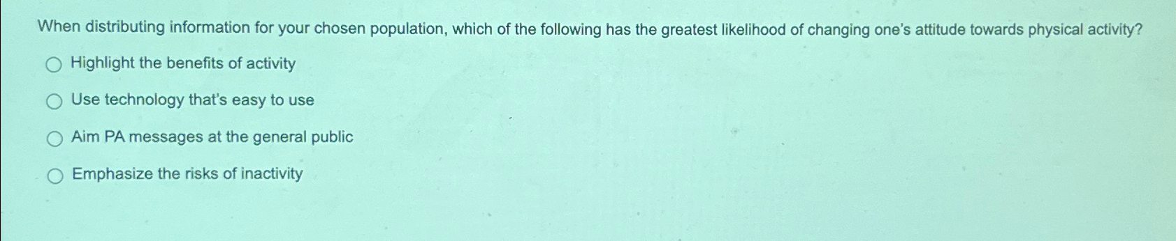 Solved When distributing information for your chosen | Chegg.com