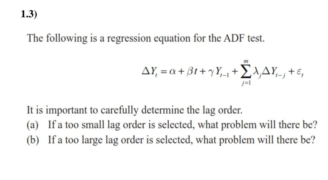 Solved 1.3) The following is a regression equation for the | Chegg.com