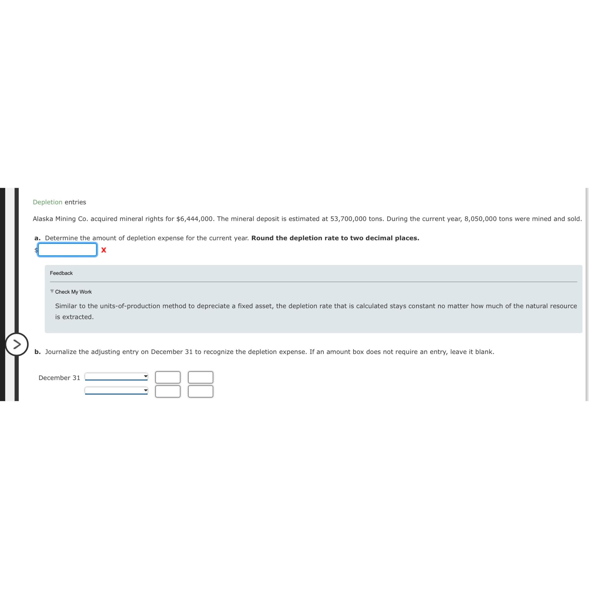 Solved Depletion entries a. ﻿Determine the amount of | Chegg.com