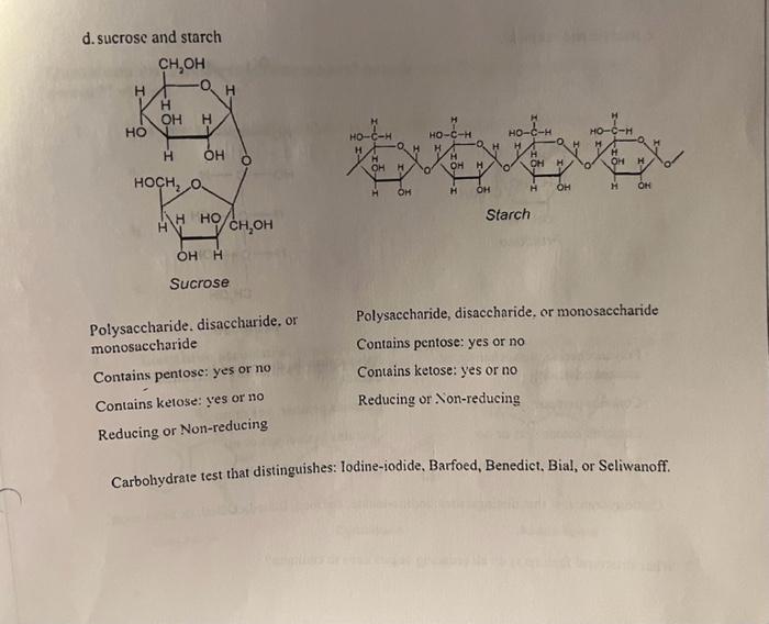 Solved b. sucrose and lactose Lactose Polysaccharide, | Chegg.com