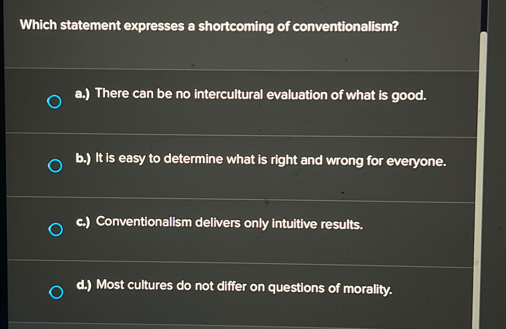 Solved Which statement expresses a shortcoming of | Chegg.com