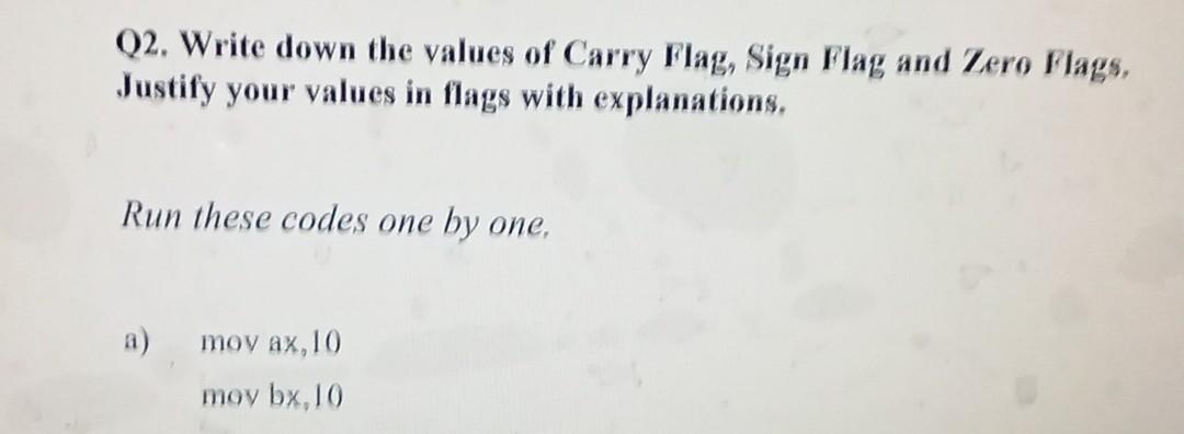 Solved Computer Organization and Assembly Language Q2. | Chegg.com