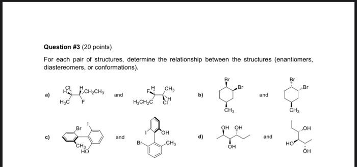 Solved For each pair of structures, determine the | Chegg.com