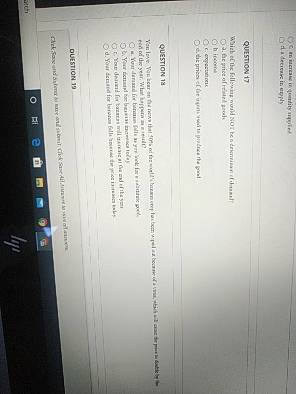 Solved C An Increase In Quantity Supplied D A Decrease In 8444