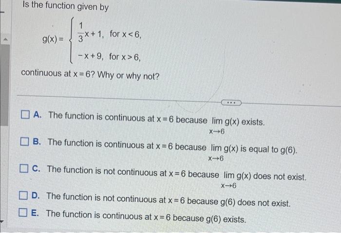 Solved Is the function given by g(x)={31x+1, for x