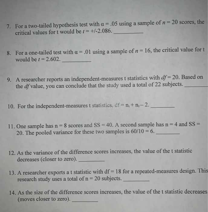 Solved 7 For A Two Tailed Hypothesis Test With A 05 2373
