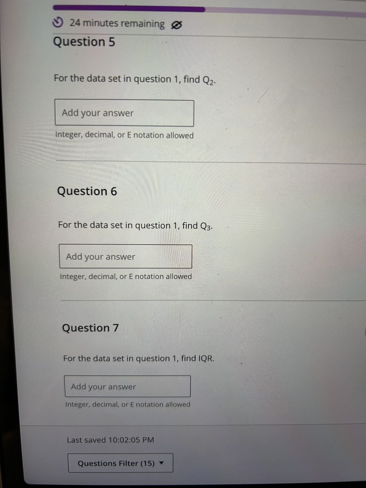 Solved Question 5For the data set in question 1, ﻿find | Chegg.com