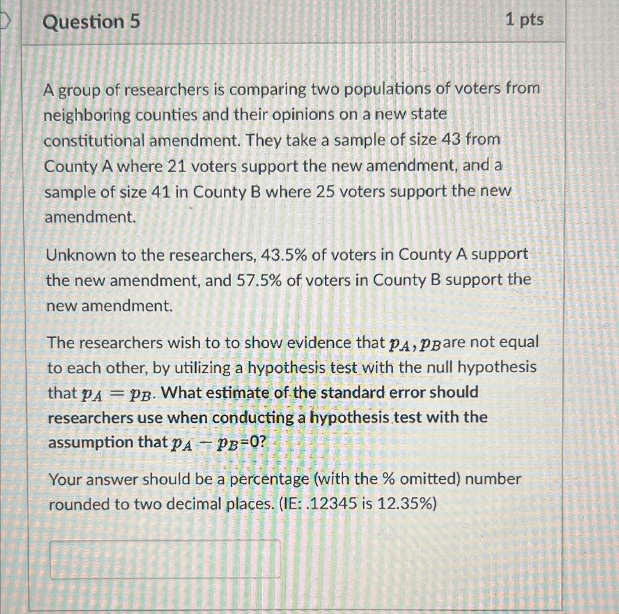 Solved Question 51 ﻿ptsA group of researchers is comparing | Chegg.com
