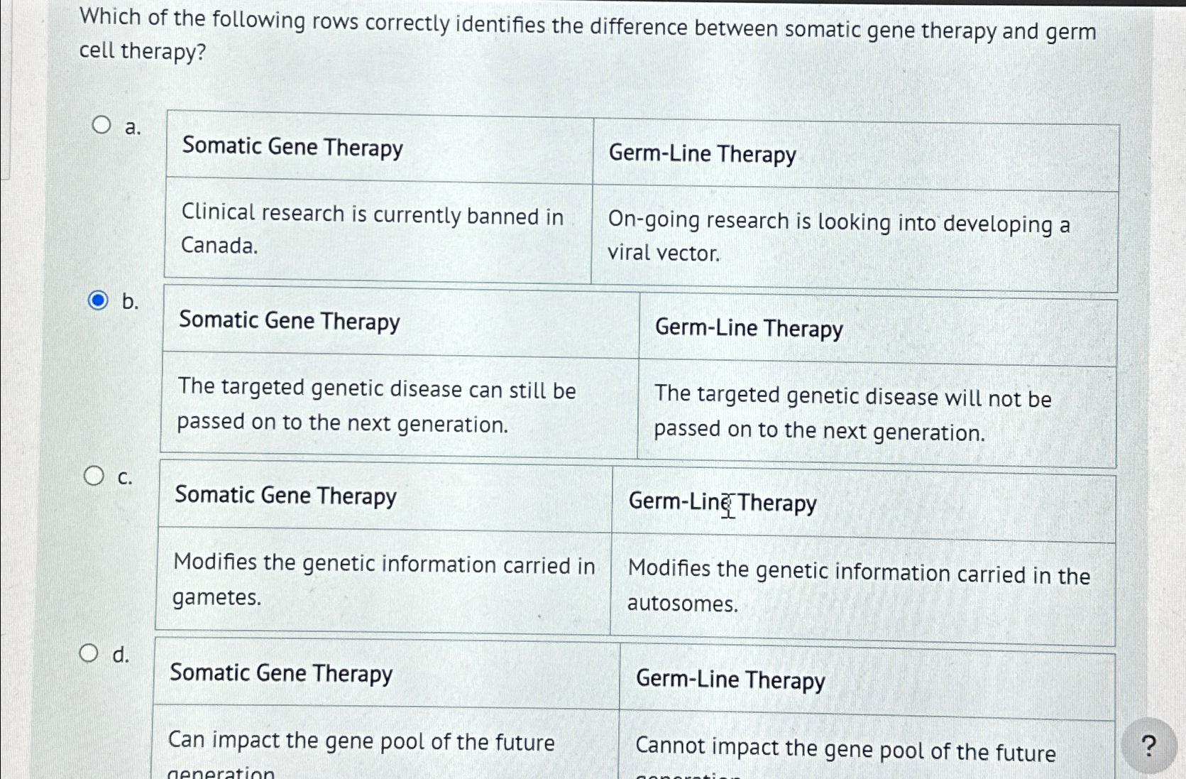 Solved Which of the following rows correctly identifies the | Chegg.com