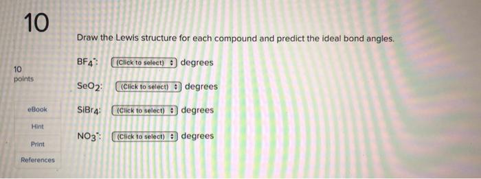 Solved 10 10 points eBook Hint Print References Draw the | Chegg.com