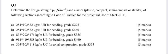 Solved Q.1 Determine the design strength py(N/mm2) and | Chegg.com