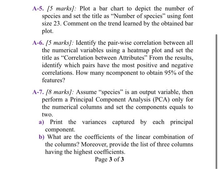 Solved Problem A [43 Marks]: Solve all the questions using | Chegg.com