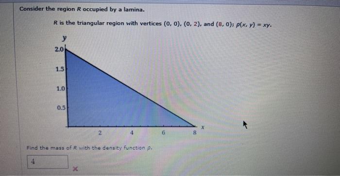 Solved Consider the region R occupied by a lamina. R is the | Chegg.com