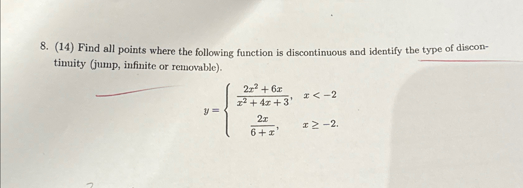 Solved (14) ﻿Find all points where the following function is | Chegg.com
