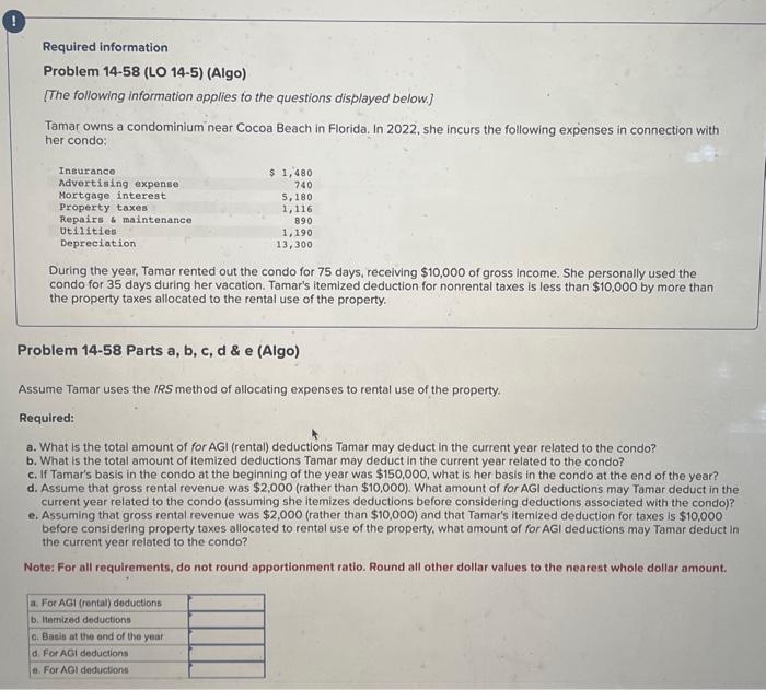 Solved Required information Problem 14-58 (LO 14-5) (Algo) | Chegg.com