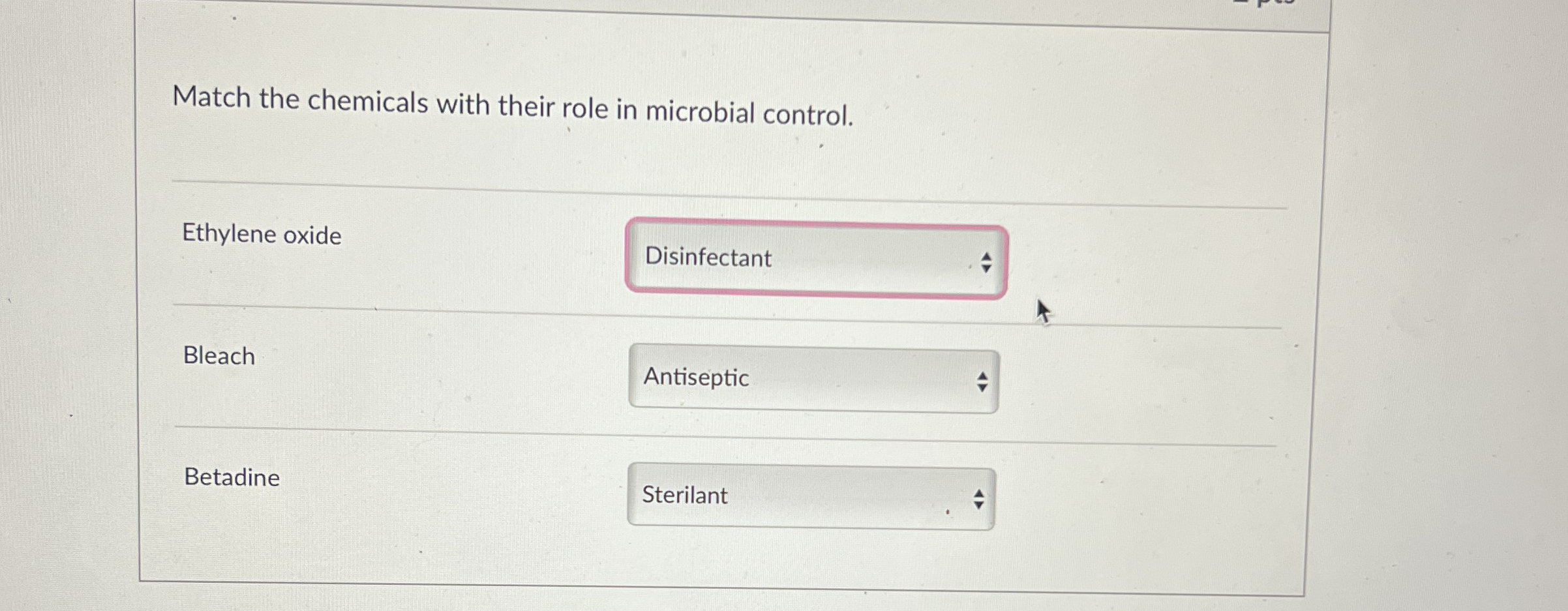 Solved Match the chemicals with their role in microbial | Chegg.com