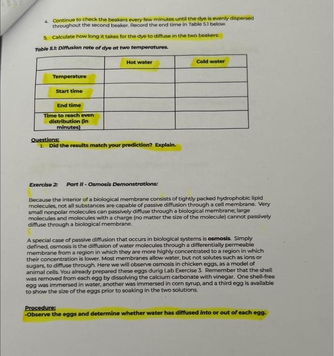 Part I-Diffusion Observations: The effect of | Chegg.com