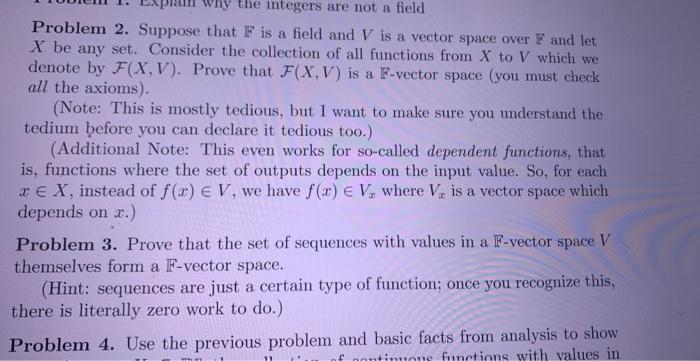 Solved Problem 2. Suppose that F is a field and V is a | Chegg.com