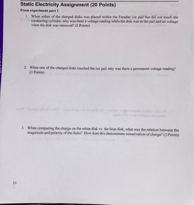 Solved Static Electricity Assignment (20 Points) From | Chegg.com