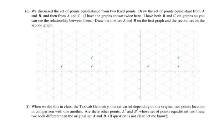 (e) We discussed the set of points equidistance from | Chegg.com