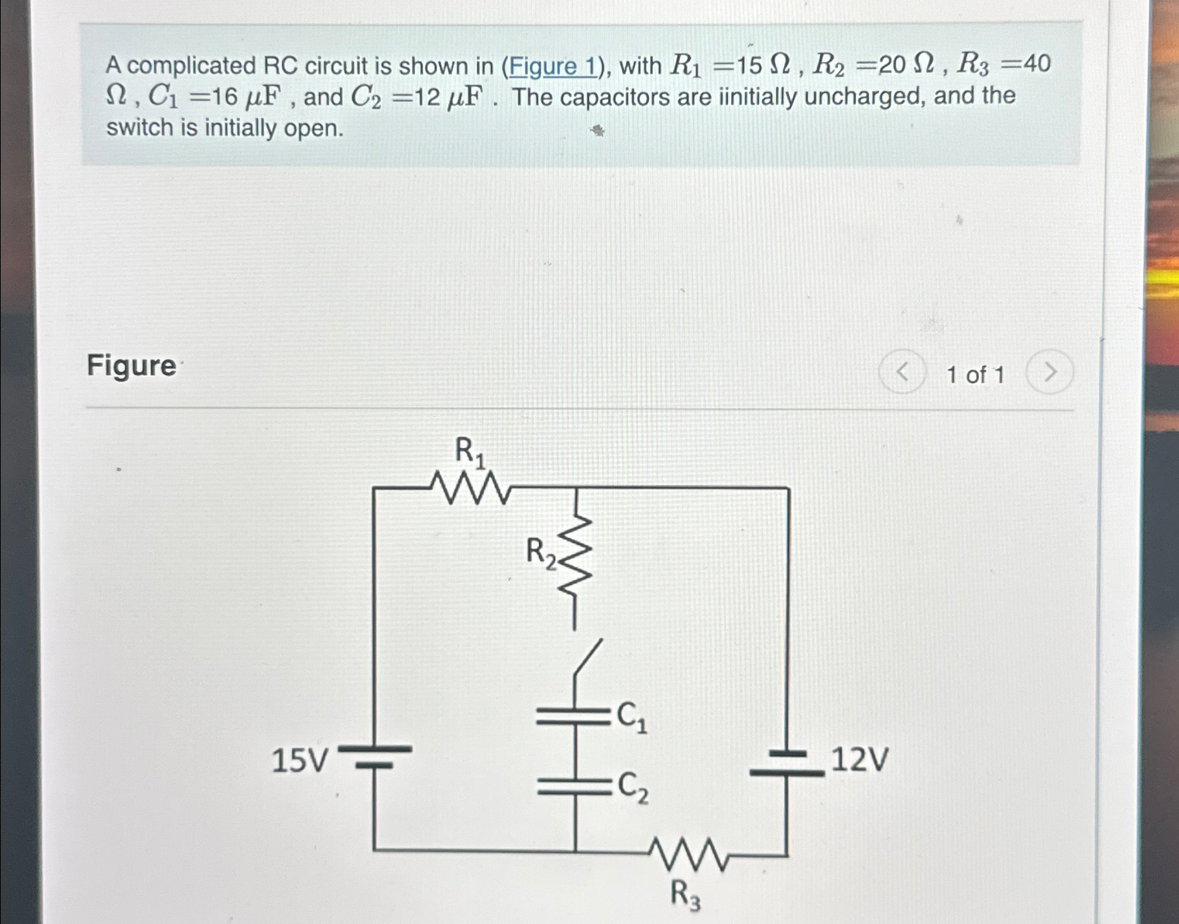 Solved A complicated RC circuit is shown in (Figure 1), | Chegg.com