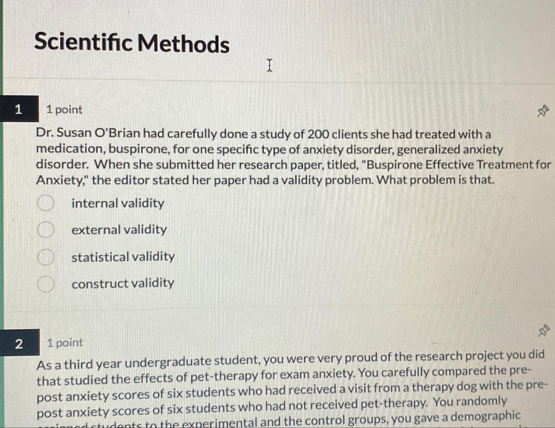 Solved Scientific Methods11 ﻿pointDr. ﻿Susan O'Brian had | Chegg.com