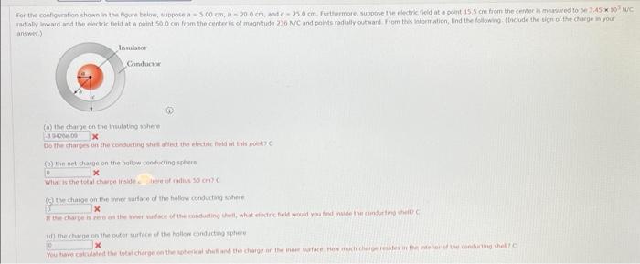 Solved answith (a) the charge on the insulating sphere X. | Chegg.com