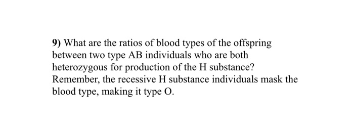 Solved 9) What are the ratios of blood types of the | Chegg.com