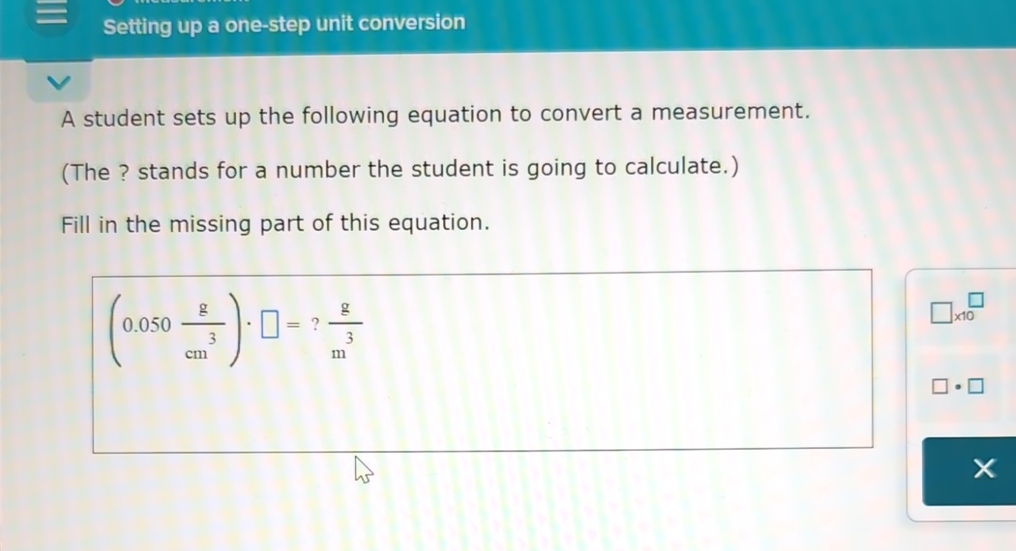 Solved Setting up a one-step unit conversionA student sets | Chegg.com