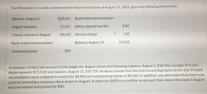 Solved I need help with the deposits in transit, outstanding | Chegg.com